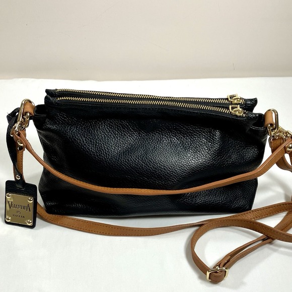 Valentina | Bags | Valentina Black Tan Italian Leather Crossbody Bag ...